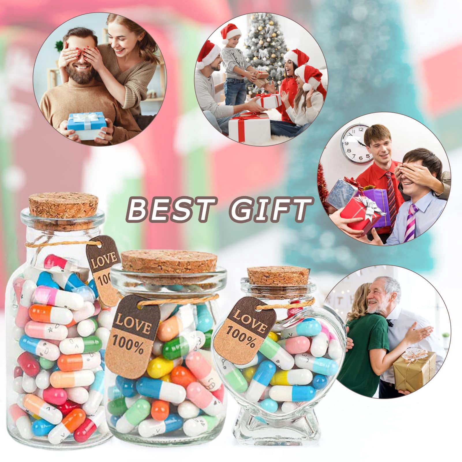 Dserhfy Glass Bottle with Capsules DIY Love Notes Capsules in A Bottle ...