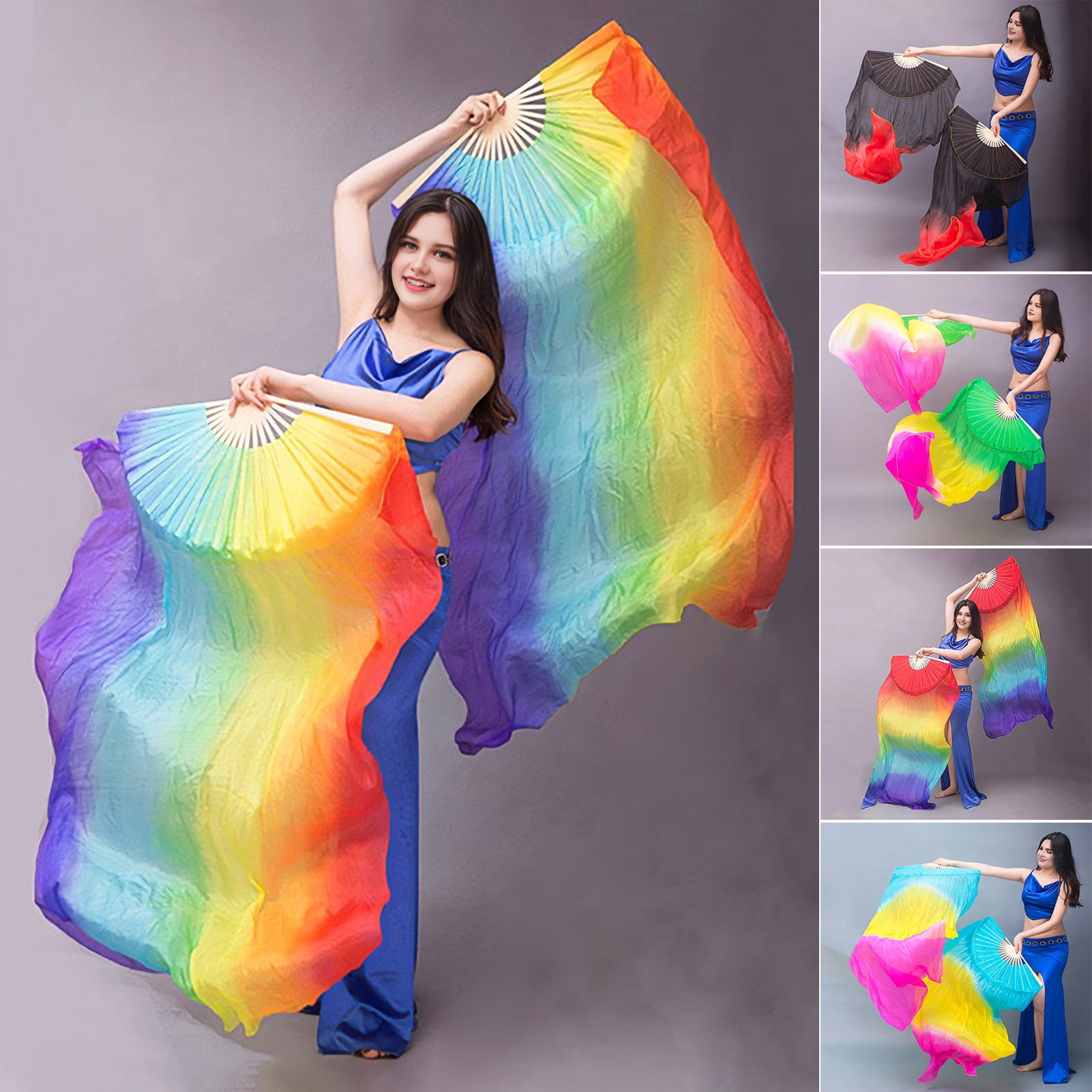 Dserhfy Gradual Color Dancing Fan Handmade Belly Dance Veils Unique ...