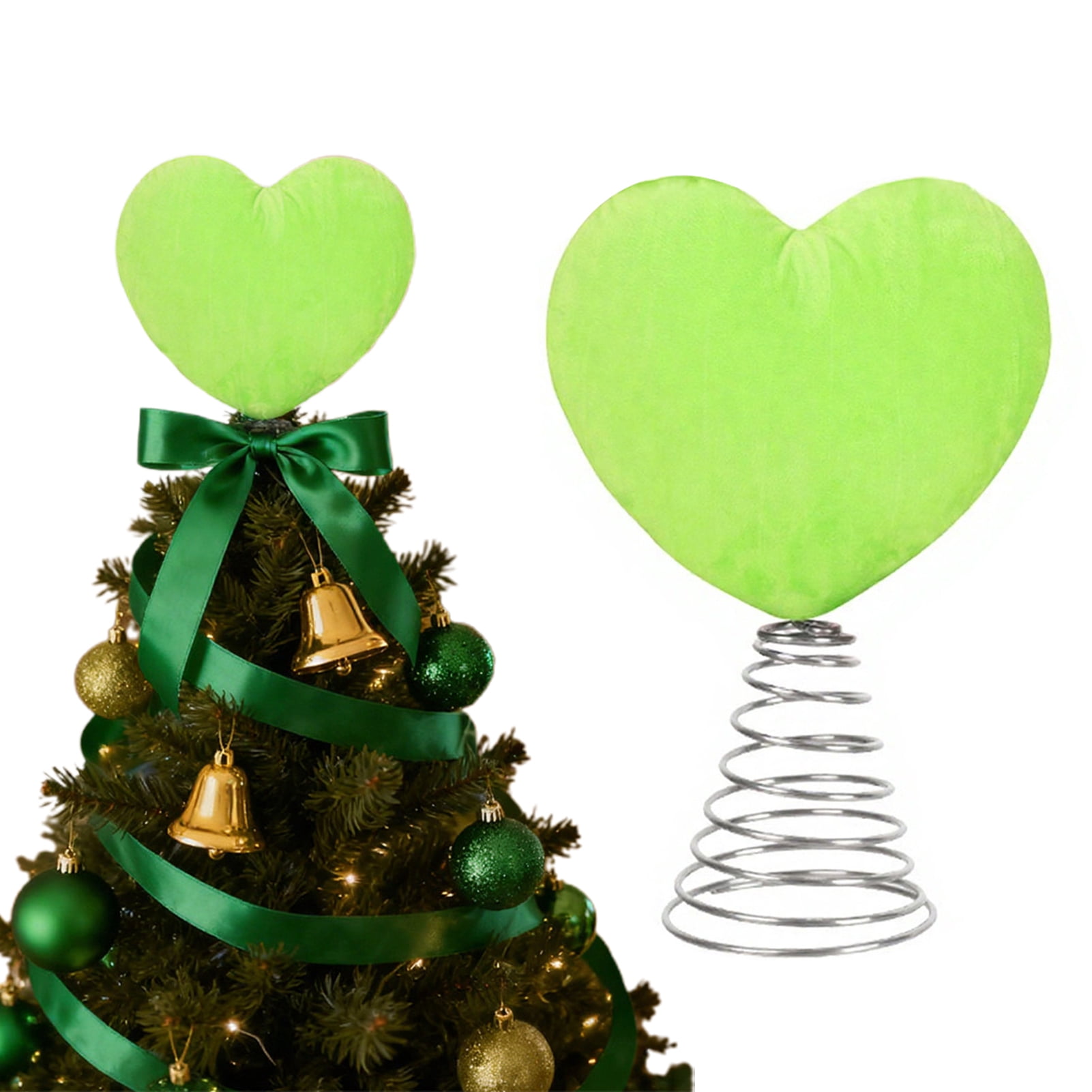Dserhfy Green Heart Tree Topper Soft Plush Heart Tree Topper Stuffed ...