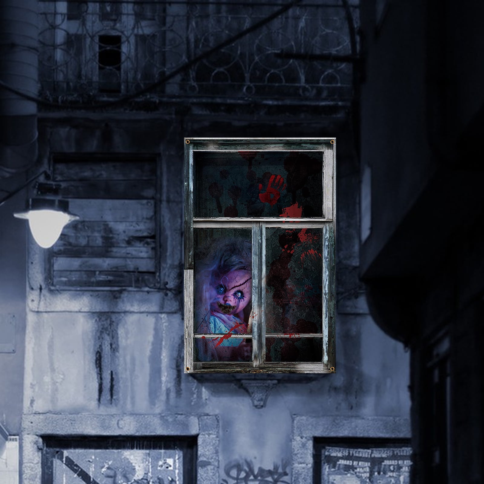 Dserhfy Halloween Curtain Decoration Blood Window Cover Scary Halloween ...