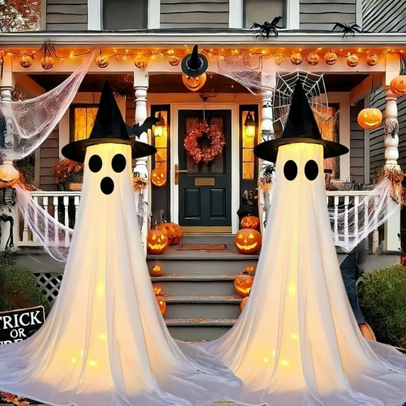 Dserhfy Halloween Ghost Decoration with LED Light Large White Scary ...