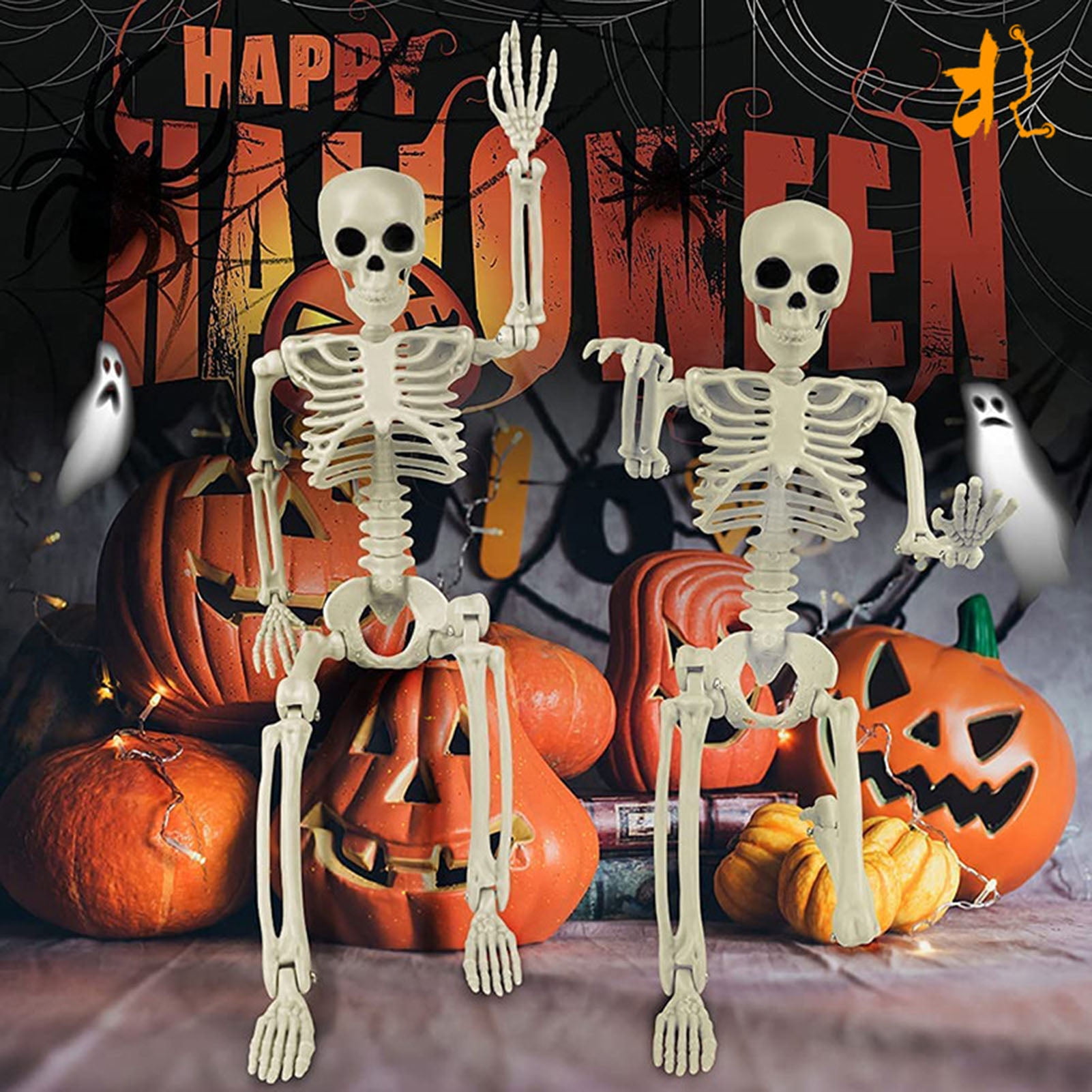 Dserhfy Halloween Skeleton Figurine 5 Pack 16in Full Body Posable ...
