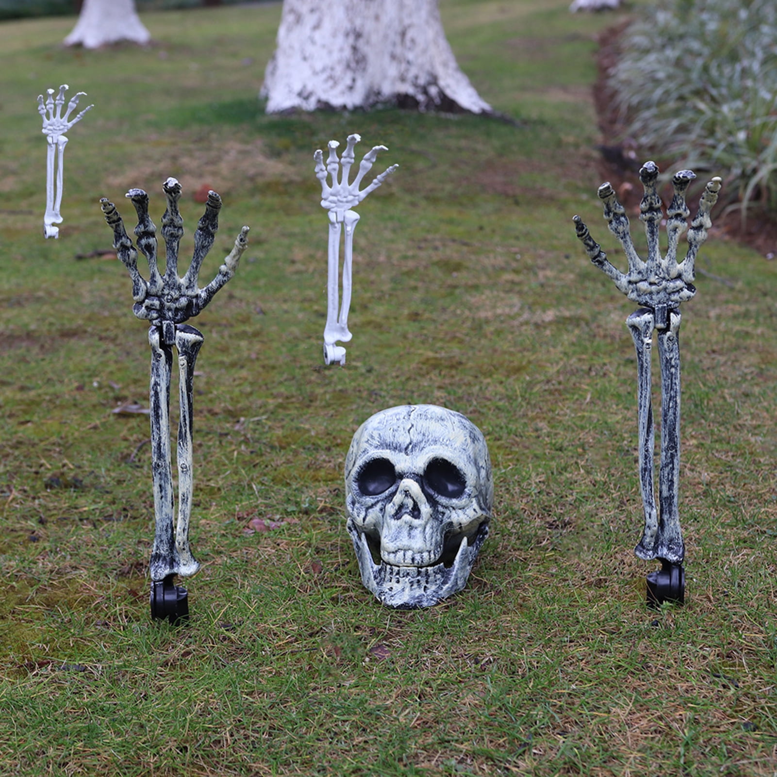 Dserhfy Halloween Skeleton Stake Decorations Creepy Skull Hand Arm with ...
