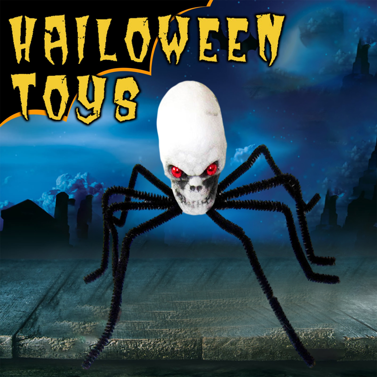 Dserhfy Halloween Skull Head Spider Spooky Realistic Flexible Spider ...