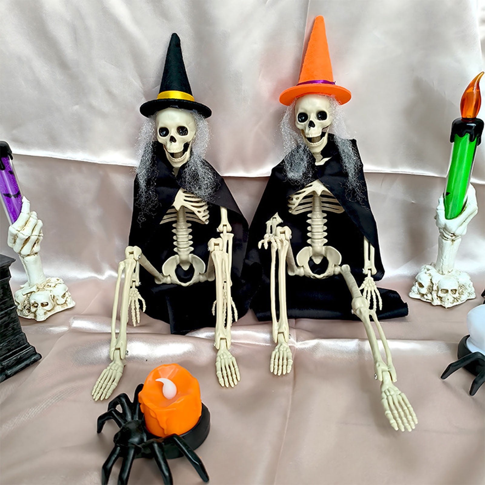 Dserhfy Halloween Witch Skeleton Decoration Posable Full Body Bone ...