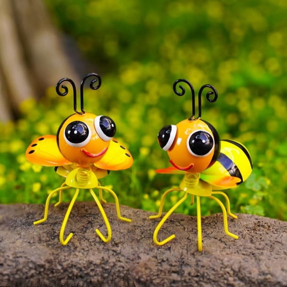 Dserhfy Metal Bee Garden Statue Small Cute Bumble Bee Sculpture Outside ...