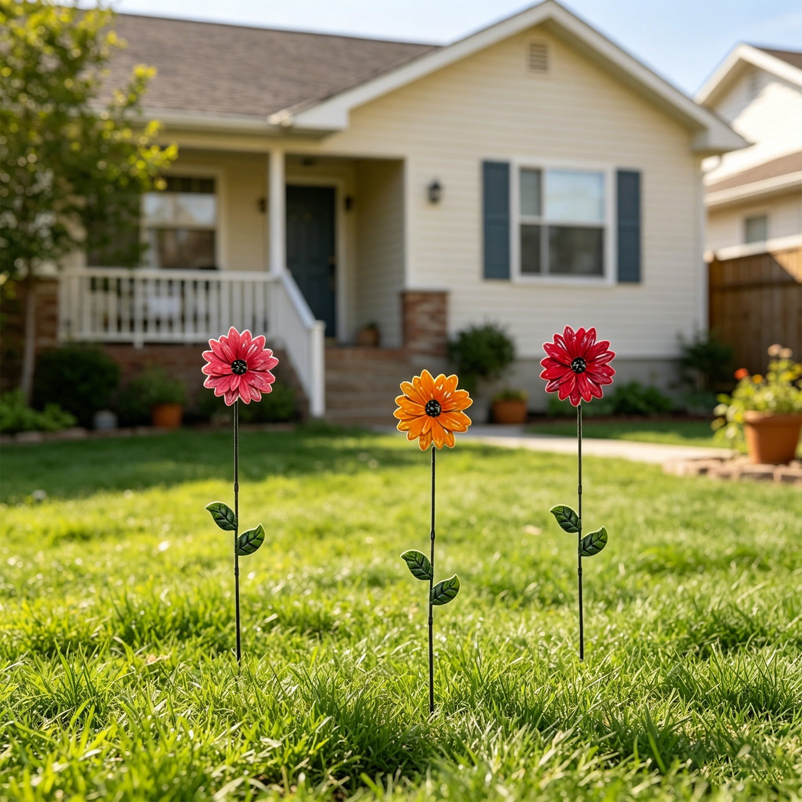 Dserhfy Metal Flower Garden Stake Decorative Flowers Yard Art for ...