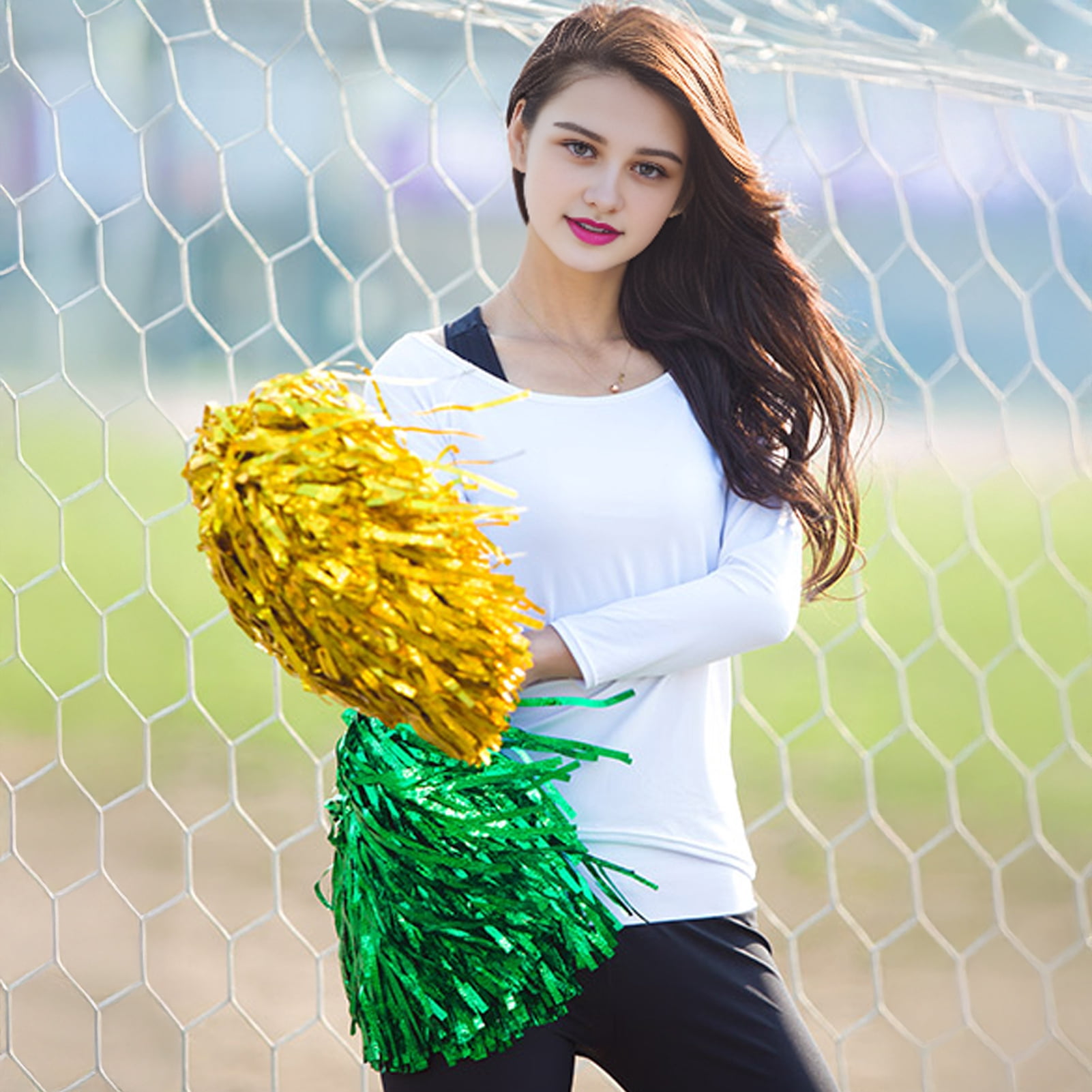 Dserhfy Metallic Foil Cheerleader Pompoms Cheer Poms with Handle ...