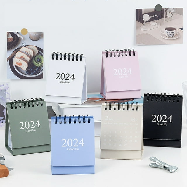 Dserhfy Mini Desk Calendar Spiral Coil Page Turning Date Recording 12 ...