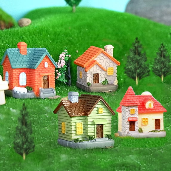 wutoase Mini Resin House Figurine, Miniature Building Model for Fairy ...