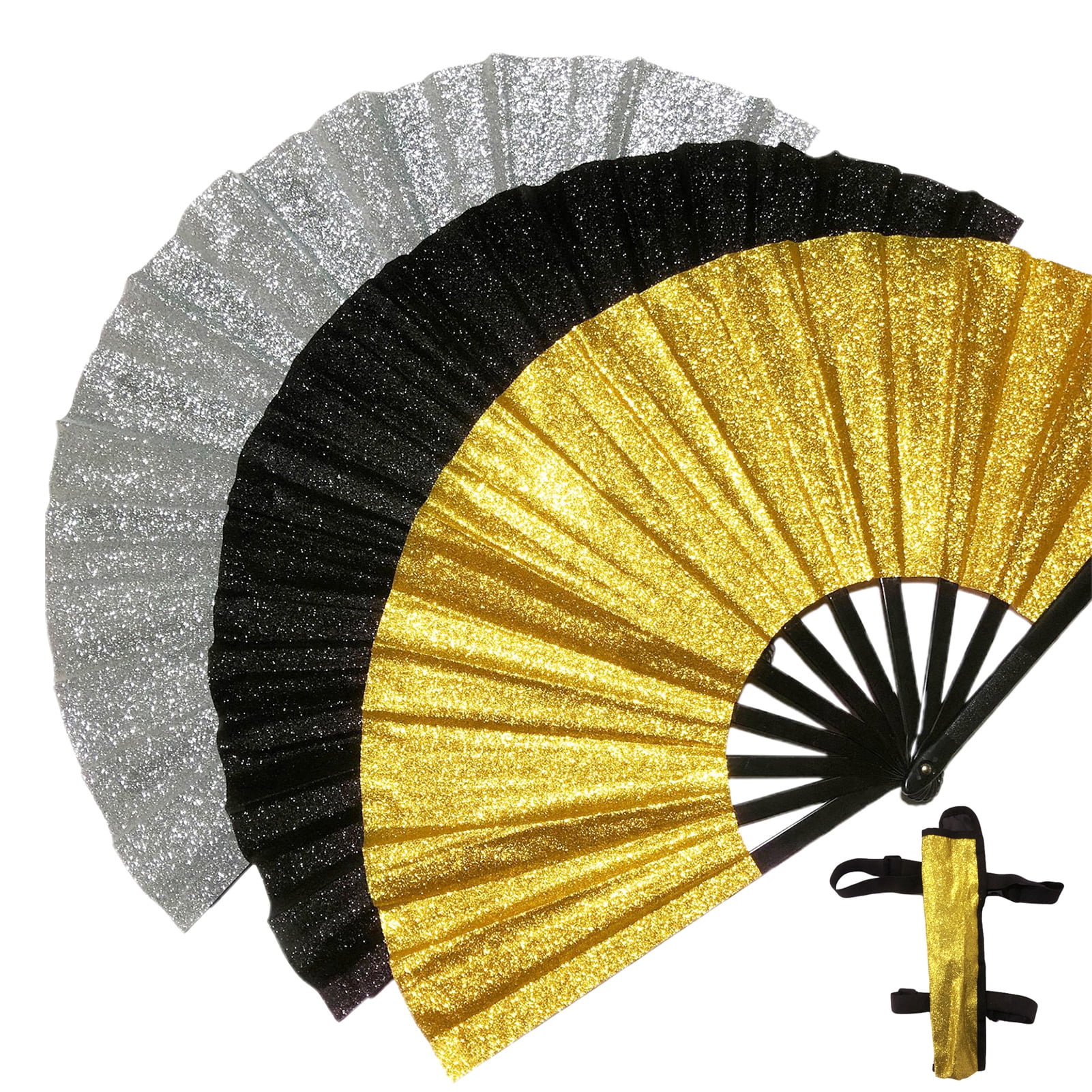 Dserhfy Rave Folding Hand Fan Glitter Holographic Handheld Fan Rave ...