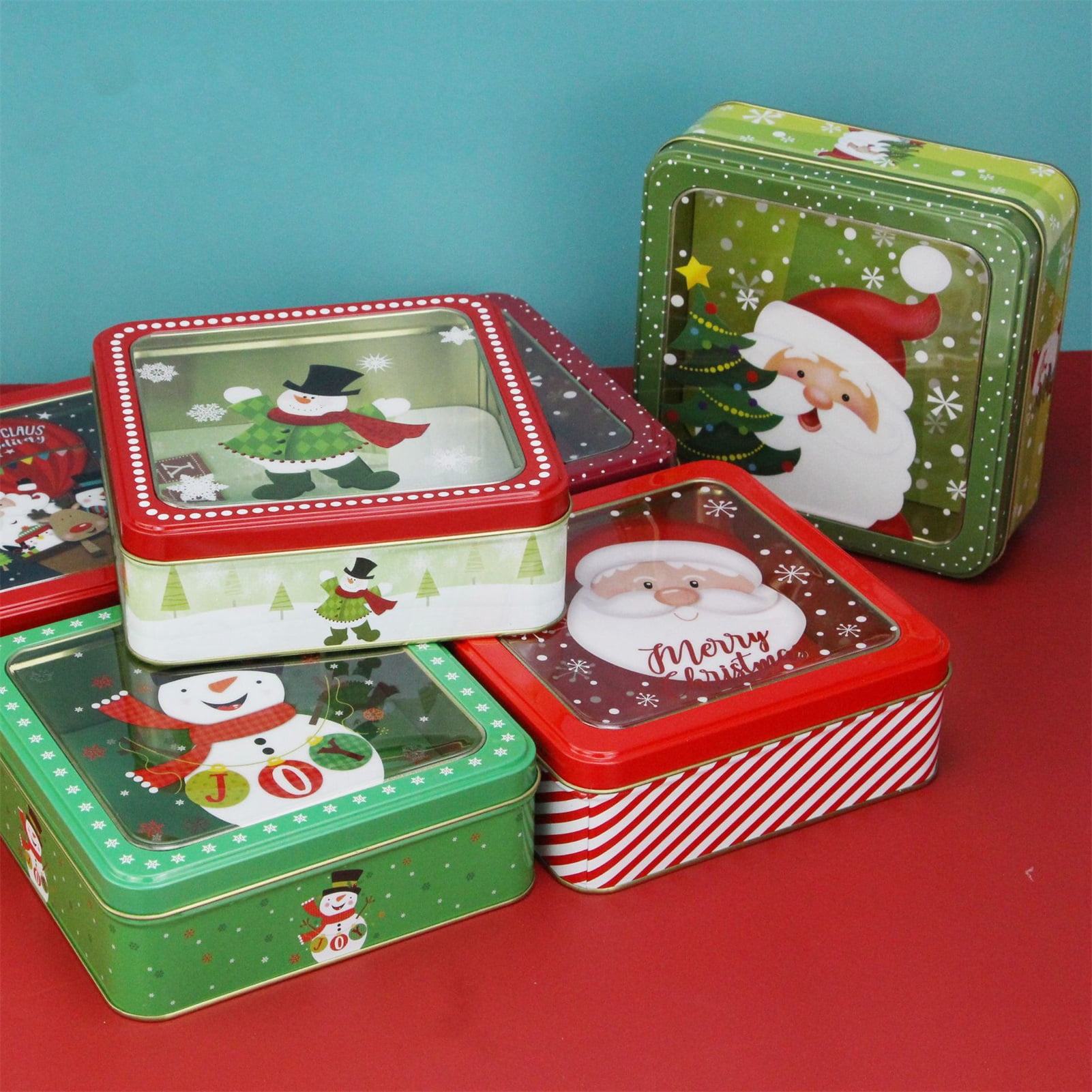 Dserhfy Santa Claus Pattern Christmas Gift Box with Transparent Lid ...