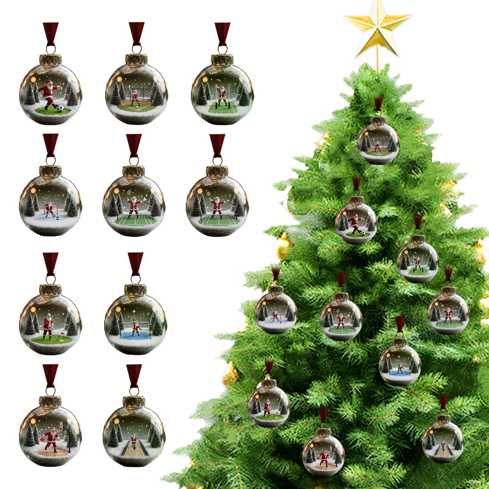 Dserhfy Santa Claus Stadium Glass Ball Ornament Christmas Tree Hanging ...
