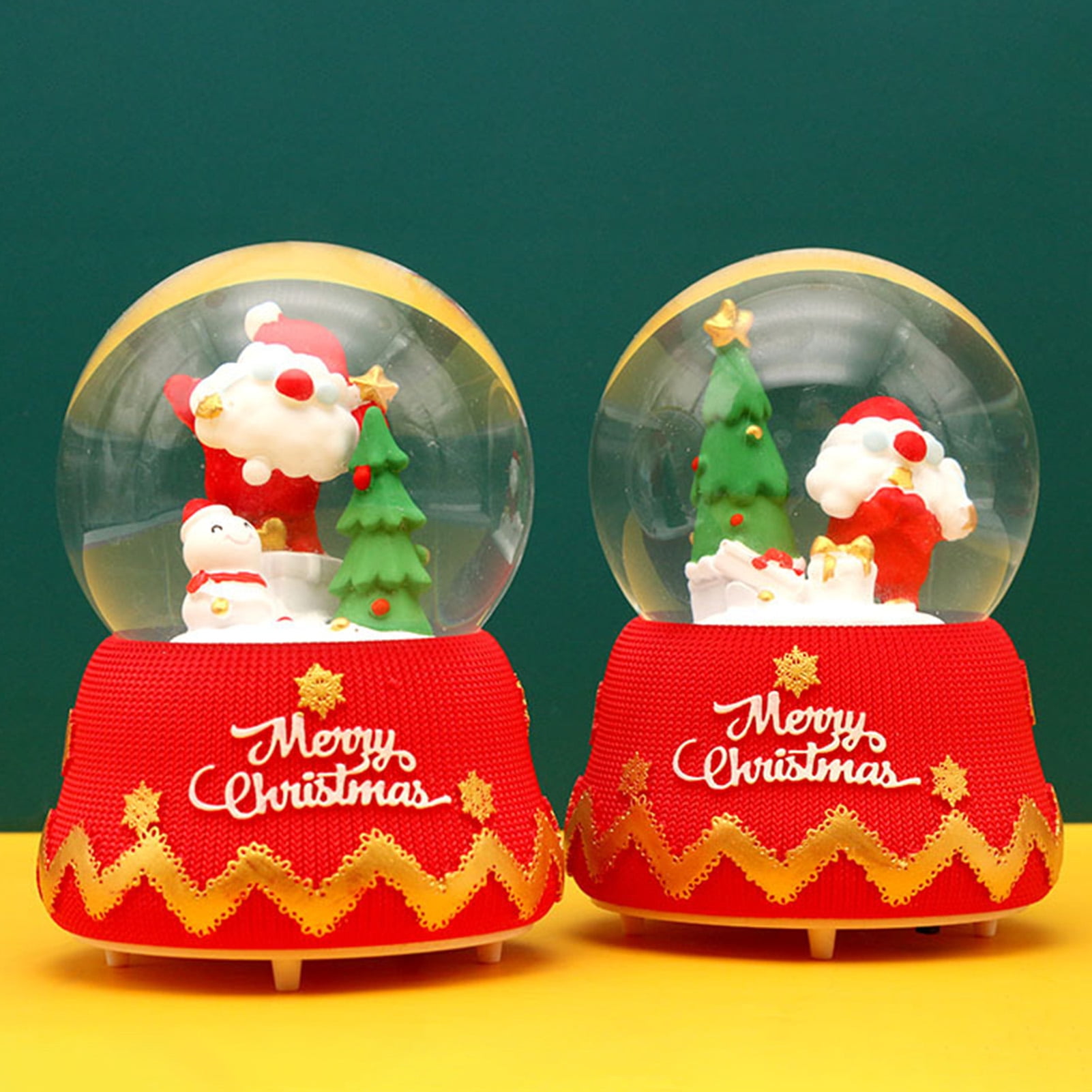 Dserhfy Snow Globe Ornament with Colorful Lighting Rotating Design ...