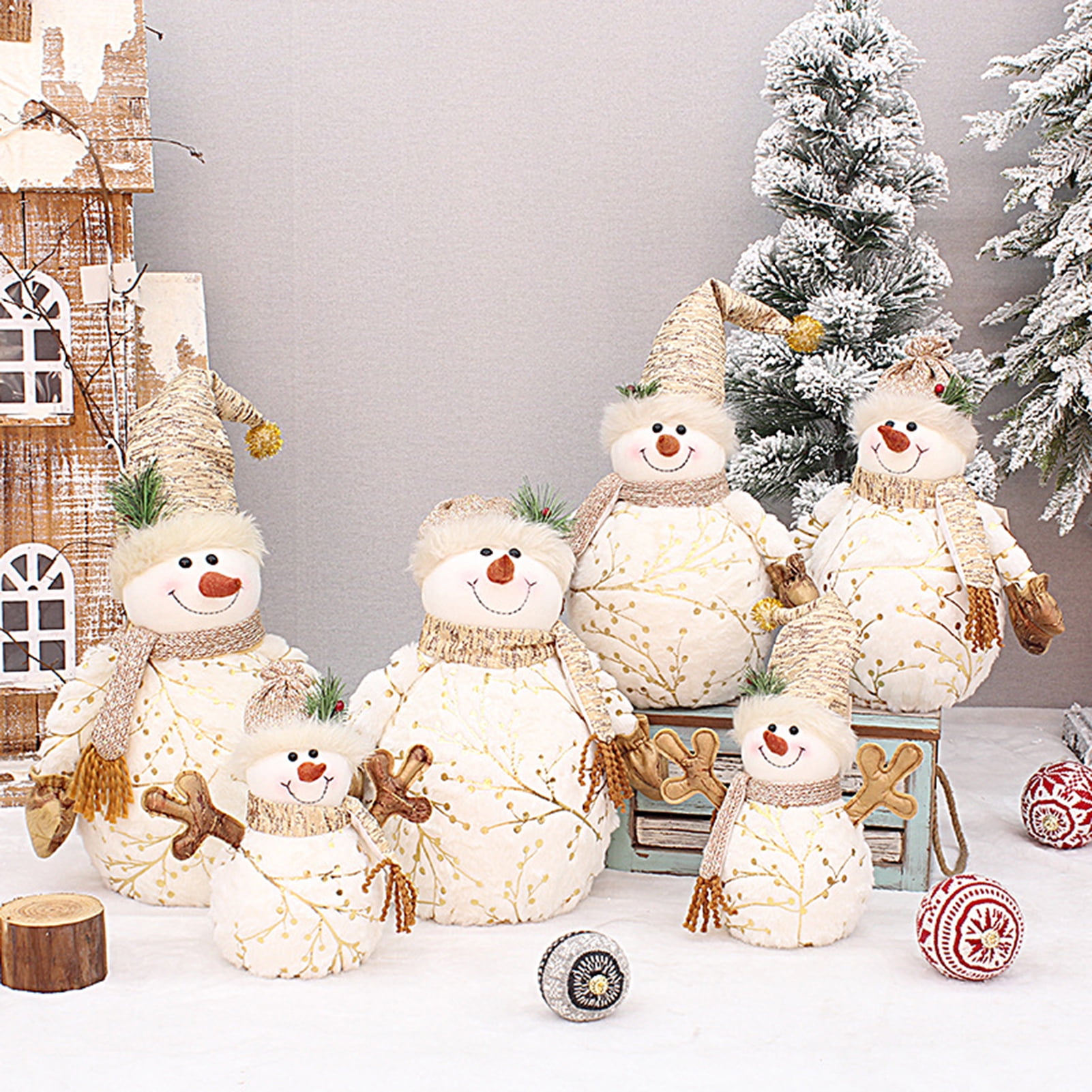 Dserhfy Snowman Doll Plush Pine Decor Cute Shape Increased Holiday ...
