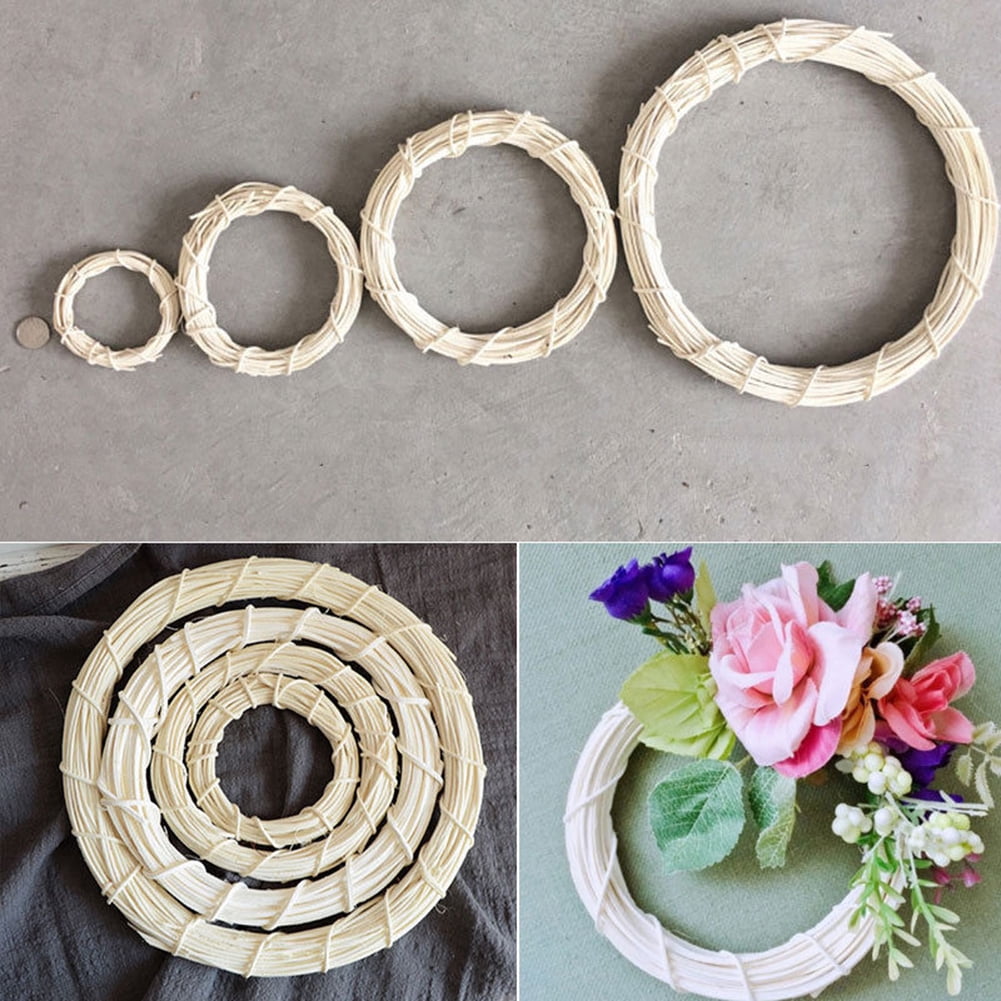 Dserhfy Solid Color Rattan Round Wreath Hoop Hanging Door Wall Wedding ...