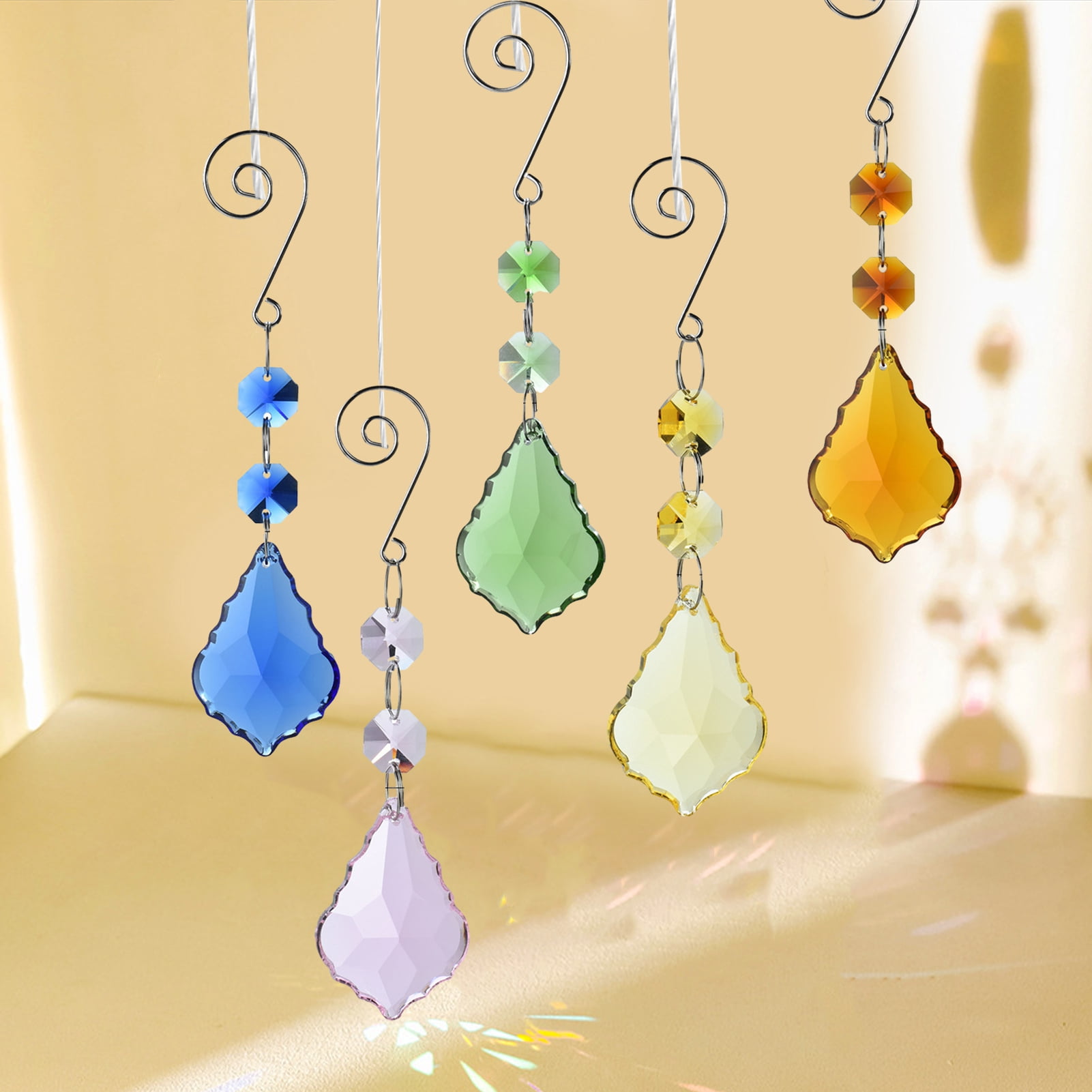 Dserhfy Sun Catcher Pendant Colorful Maple Leaf Design Faux Crystal ...