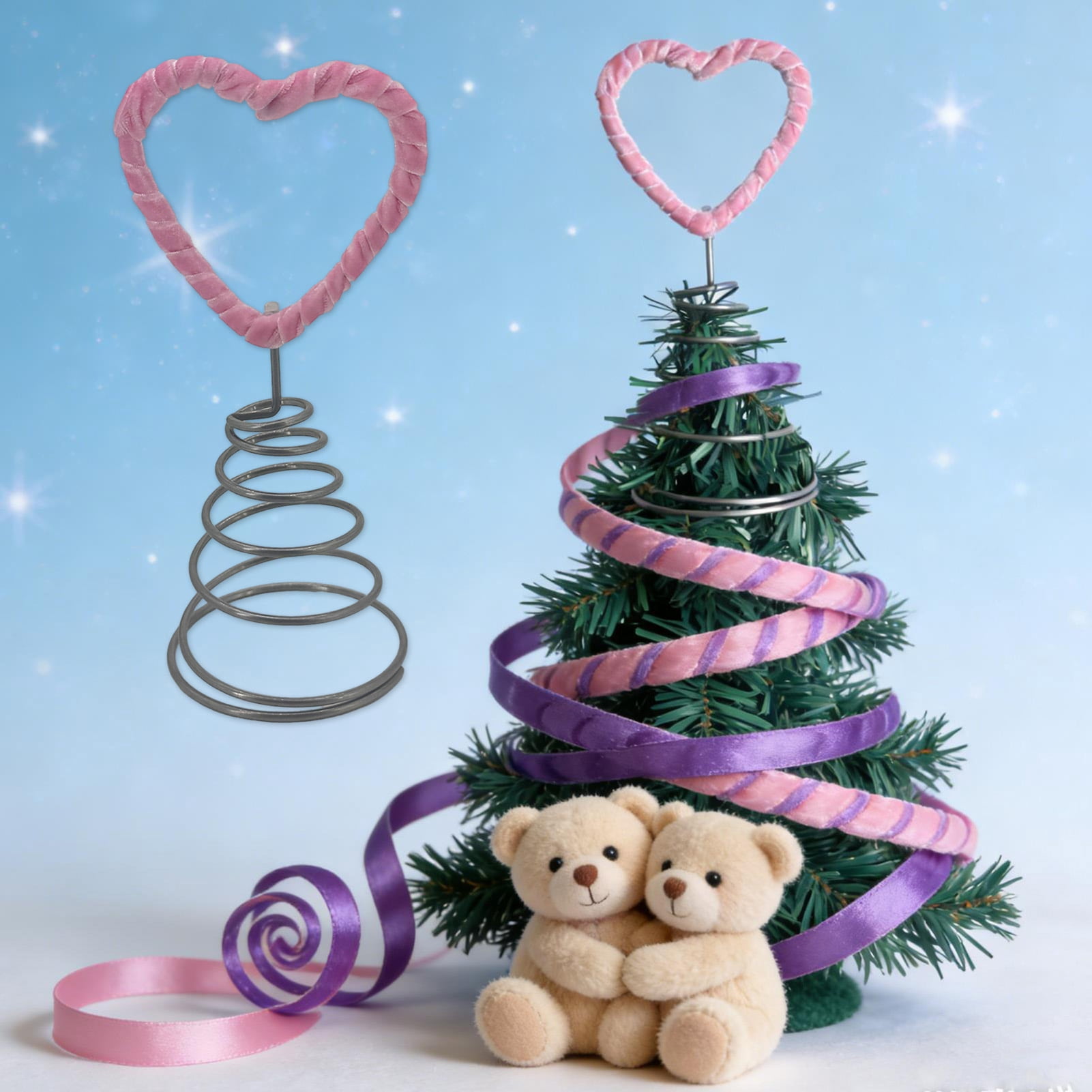 Dserhfy Valentine's Day Heart Tree Topper Pink Velvet Heart Tree Topper ...