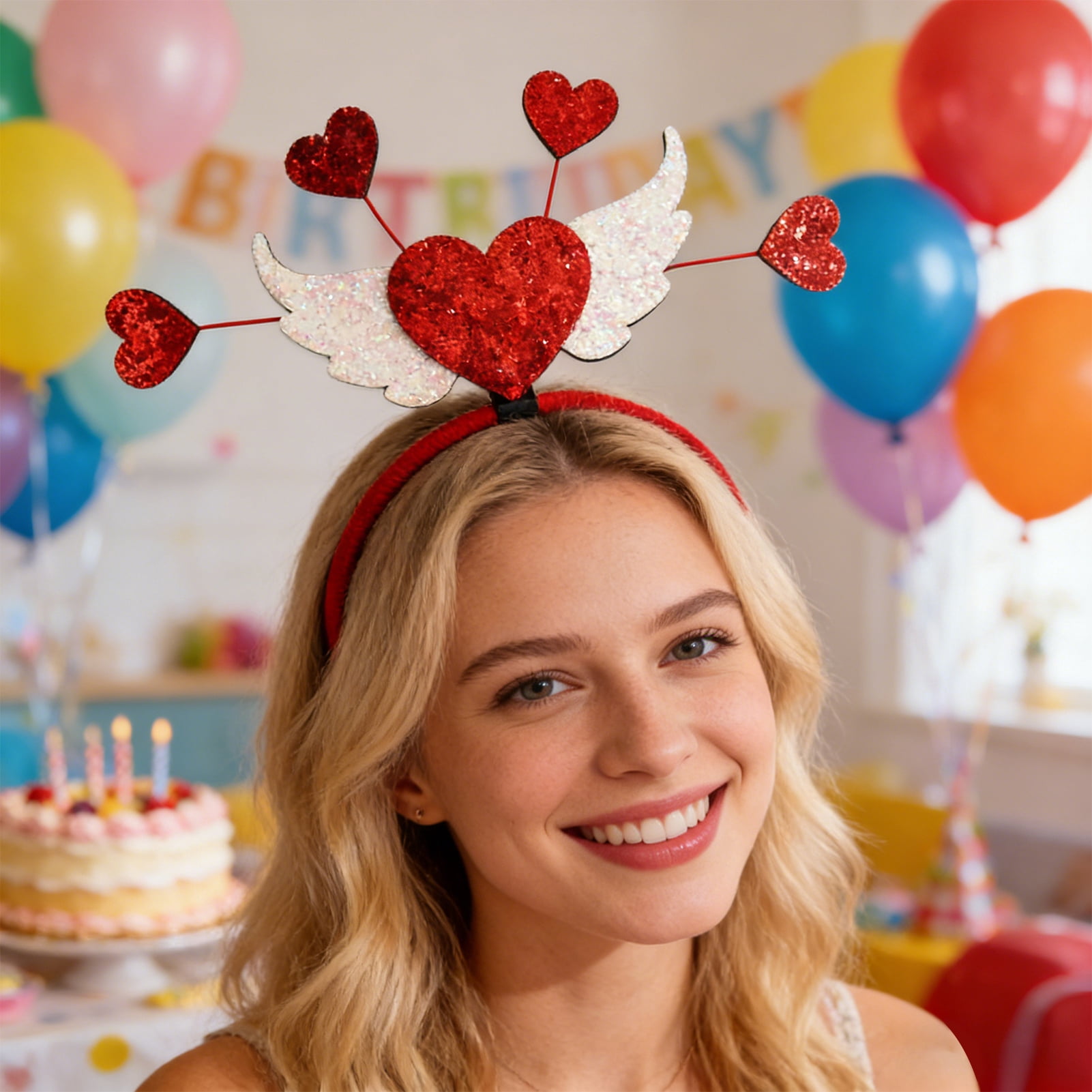Dserhfy Valentines Day Headband for Women Glitter Love Heart Hair ...