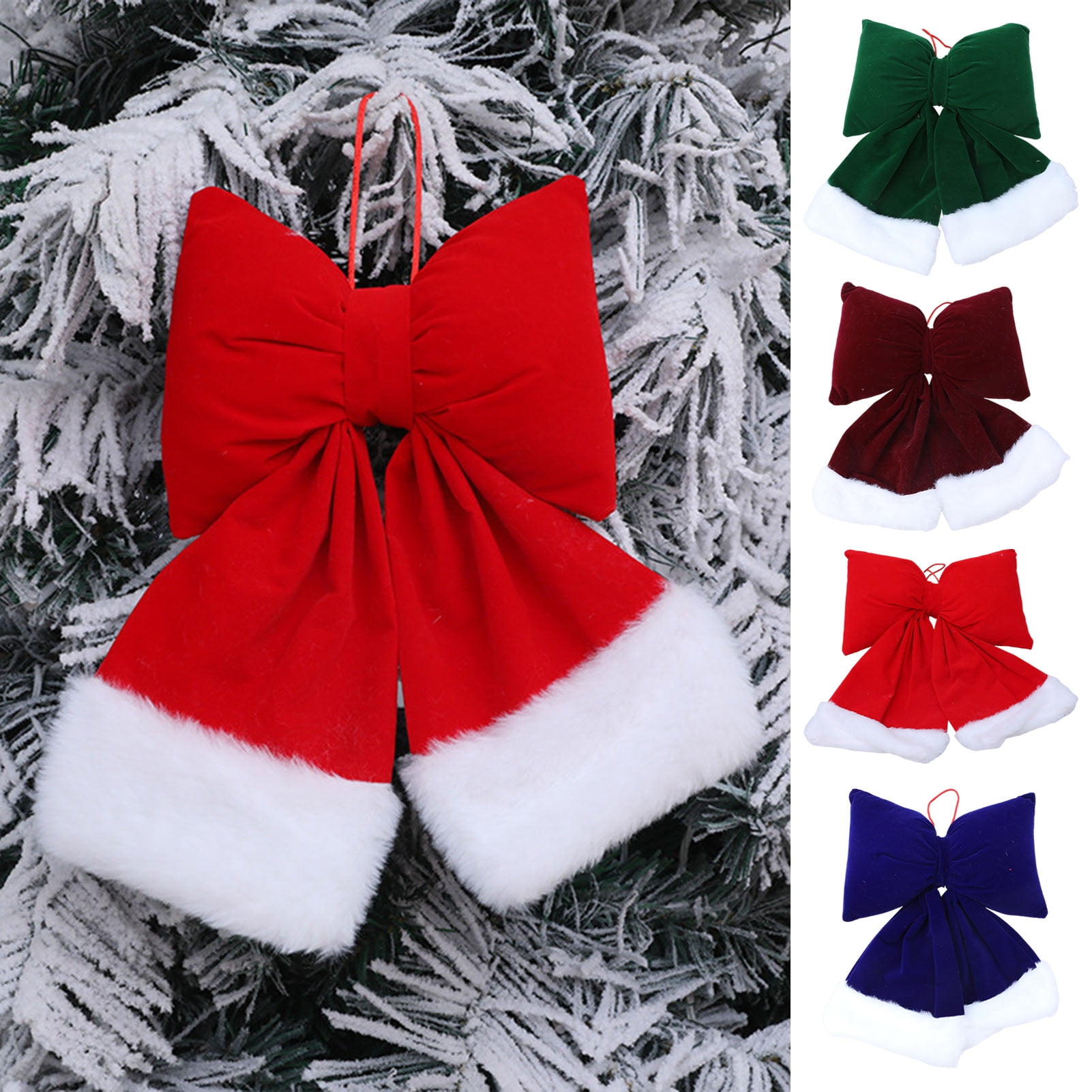 Dserhfy Velvet Christmas Bow Large Plush Stuffed Christmas Tree Hanging ...