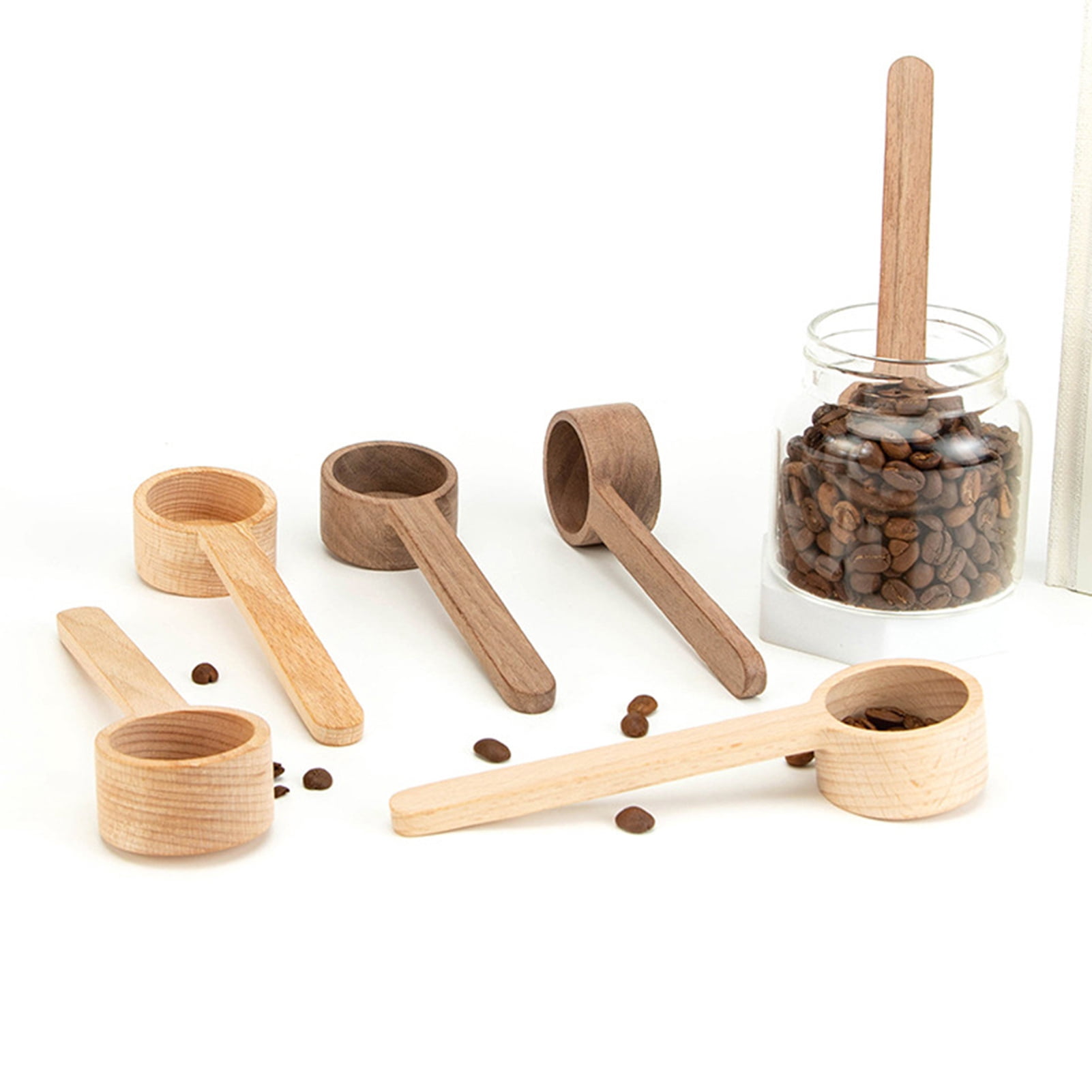 Dserhfy Wooden Coffee Spoon Ergonomic Short Long Handle Coffee ...