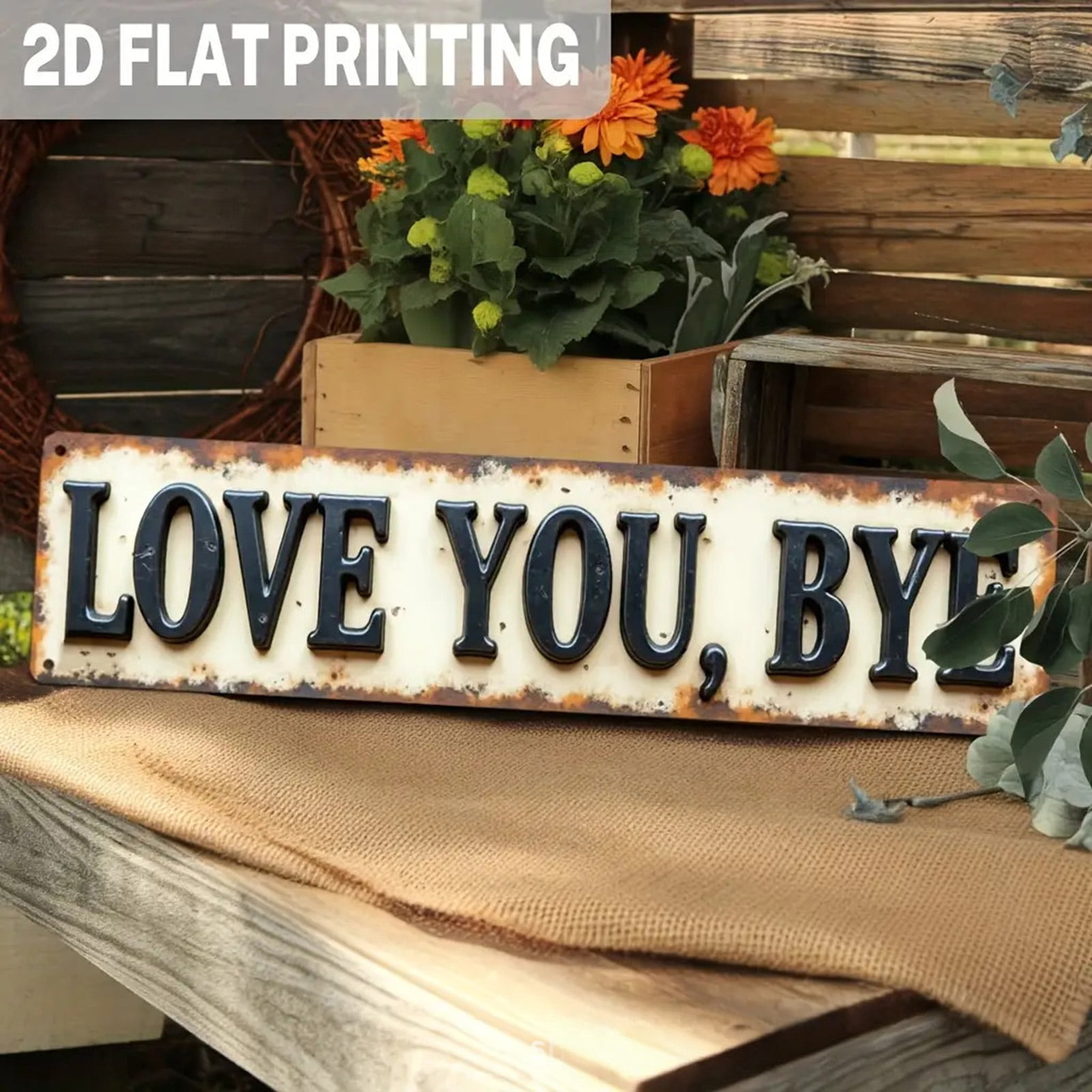 Dserhfy Wooden Love You Bye Sign Vintage Style Wall Art Farmhouse ...