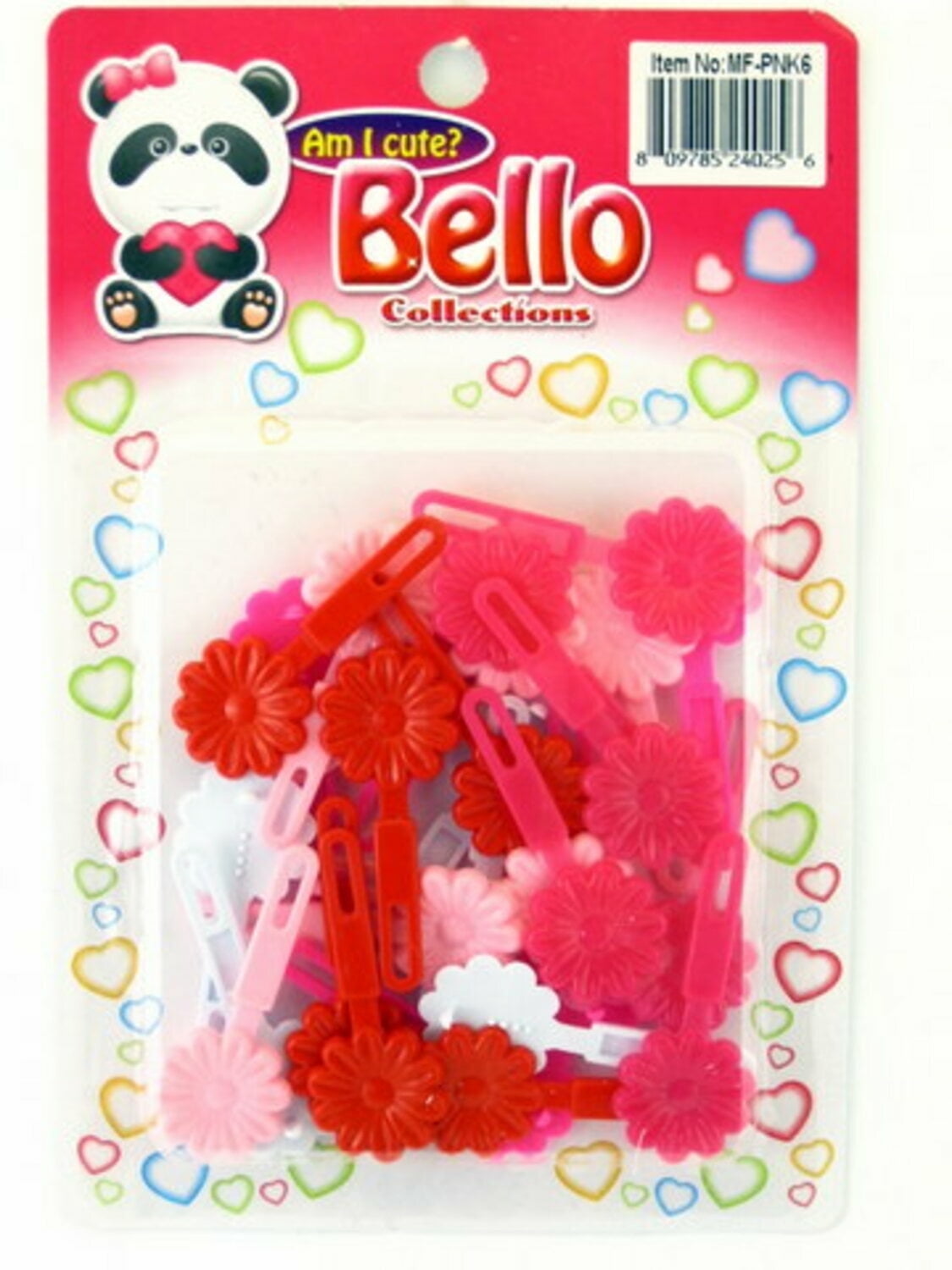 Dsk Bello Self Hinge Baby Flower Hair Barrettes - Pink, White, Red - 28 ...