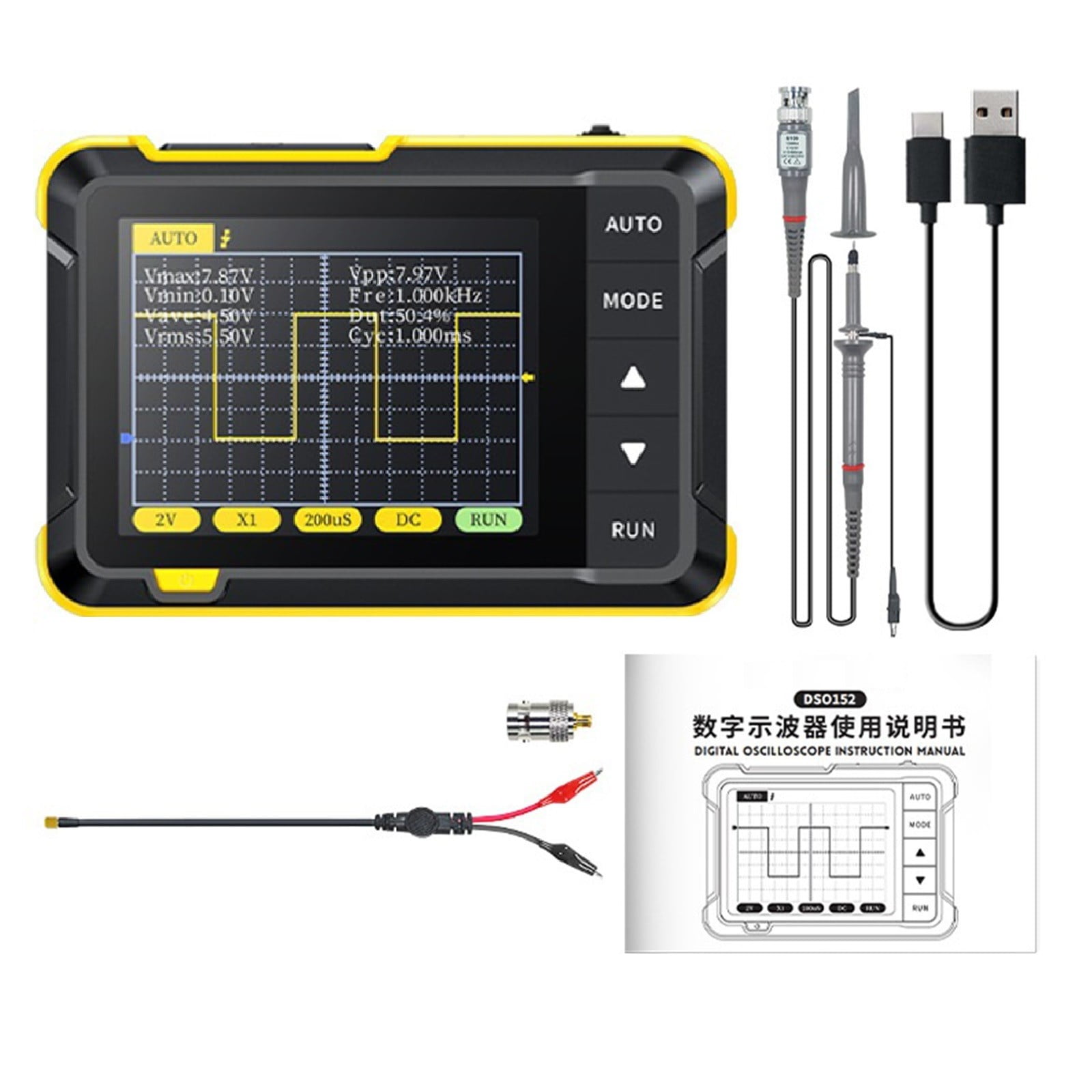 Dso 152 Digital Beginner Oscilloscope Automatic Adjustment Charging ...