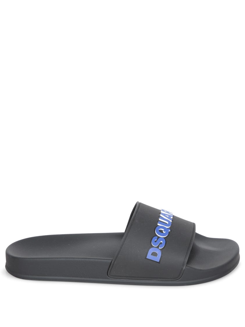 Dsquared2 Black Slides With Wide Strap And Sturdy Sole Black (Men's ...