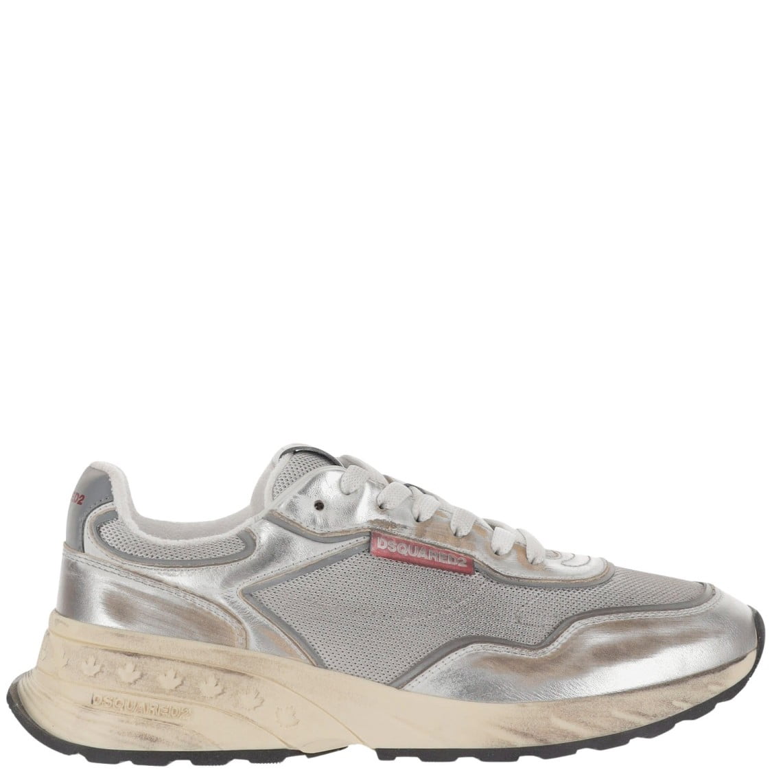 Dsquared2 Men's Mesh And Leather Sneakers With Logo Silver Sizes IT 34 ...