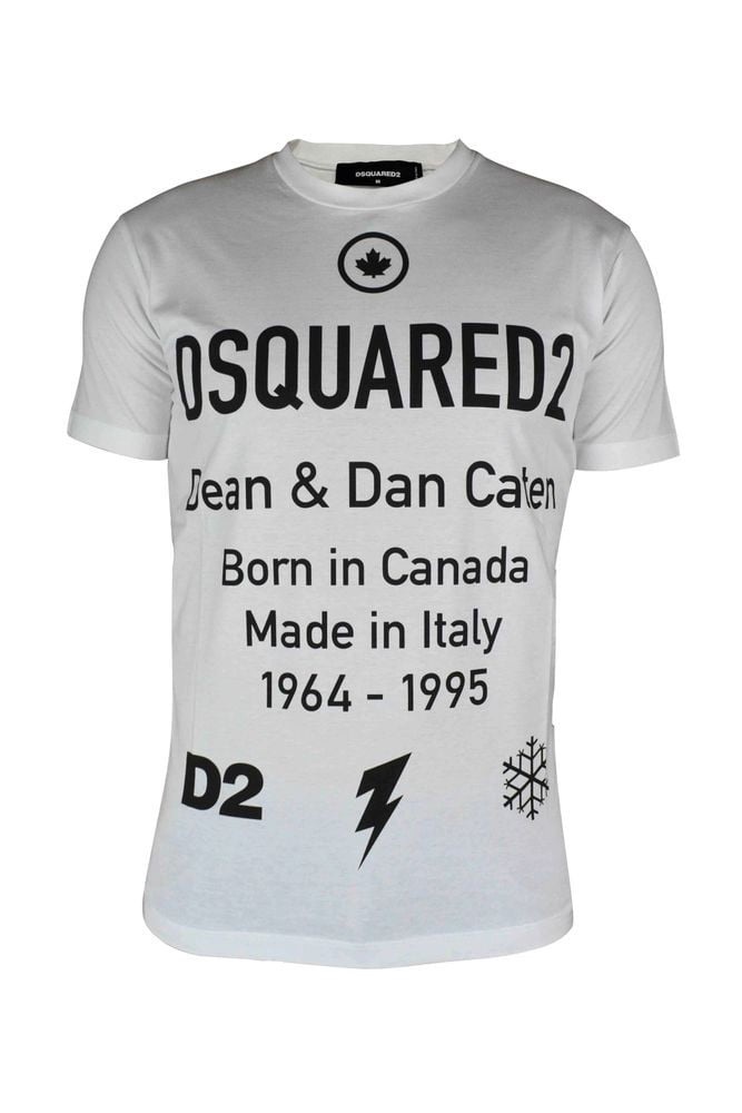 Dsquared2 White Cotton T-Shirt With Graphic Logo Detailing (Men's ...