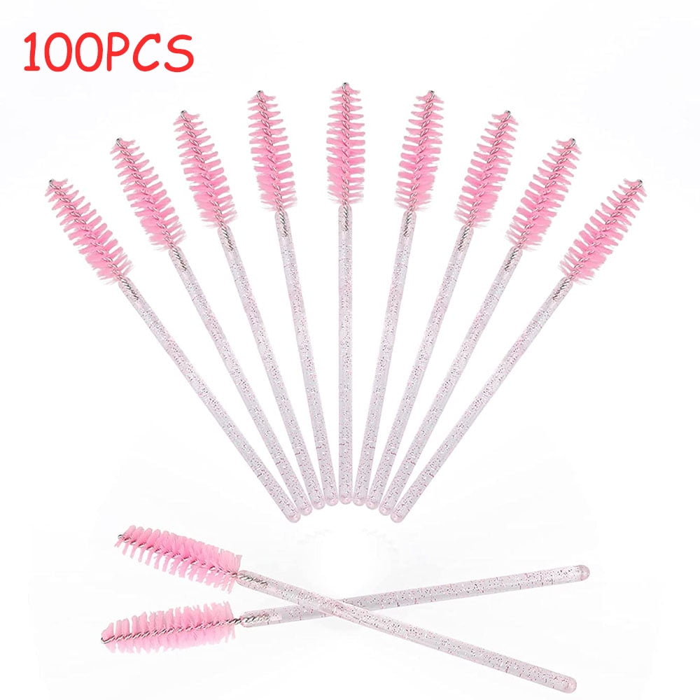 Dsseng 100 Pcs Crystal Mascara Wands Disposable Eyelash Eyebrow Spoolie ...