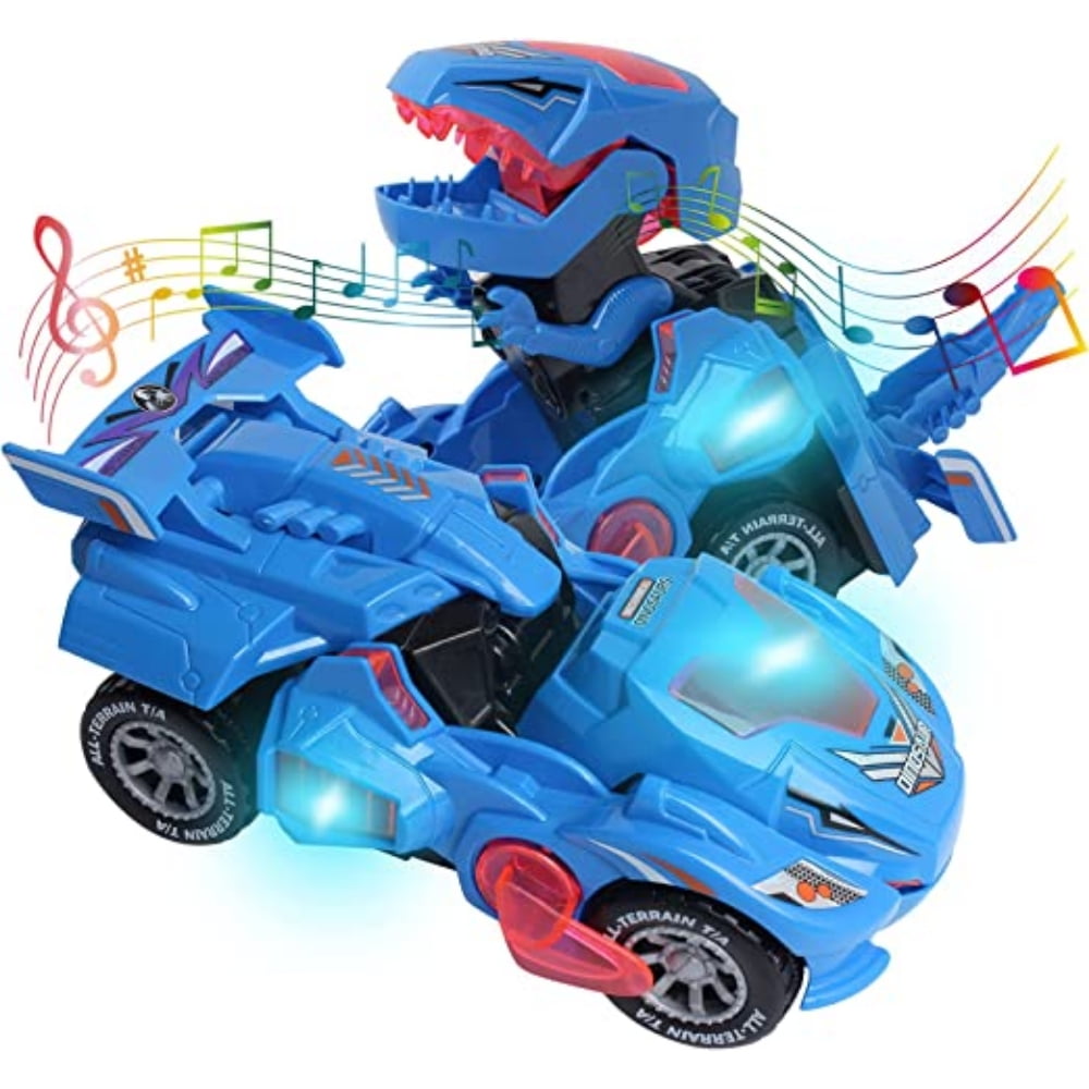 Dsseng 2 in 1 Transforming Dinosaur LED Car with Light and Music, T Rex ...