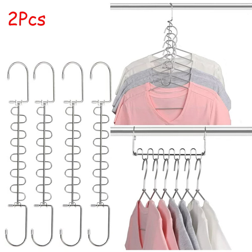 Dsseng 2 Pack Metal Space Saving Hangers - Stainless Steel Clothes ...