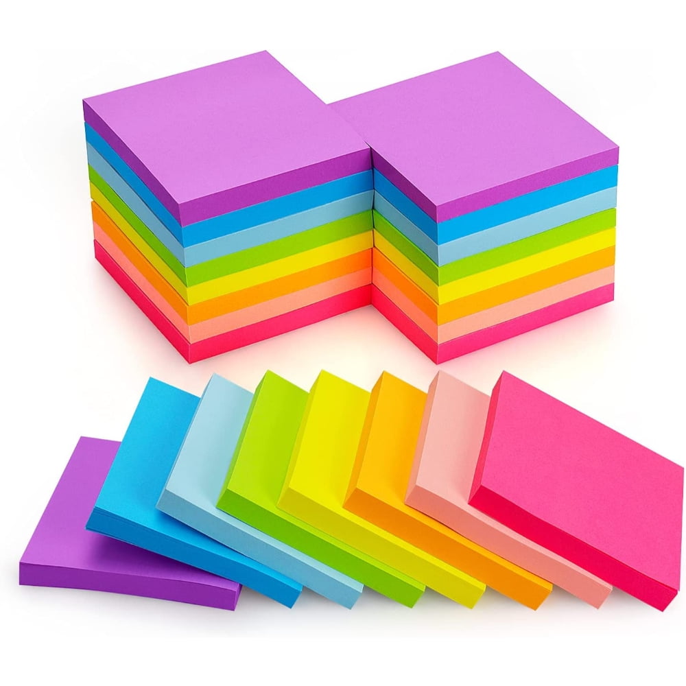 Dsseng 24 Sticky Notes 3x3 Self-Stick Notes 8 multi-color paper message ...
