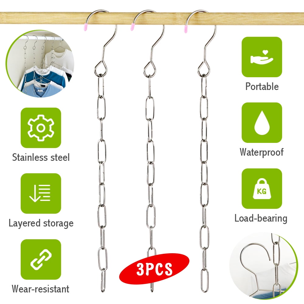 Dsseng 3 Pcs Closet Organizer Clothes Hangers Space Saving for Dorm ...