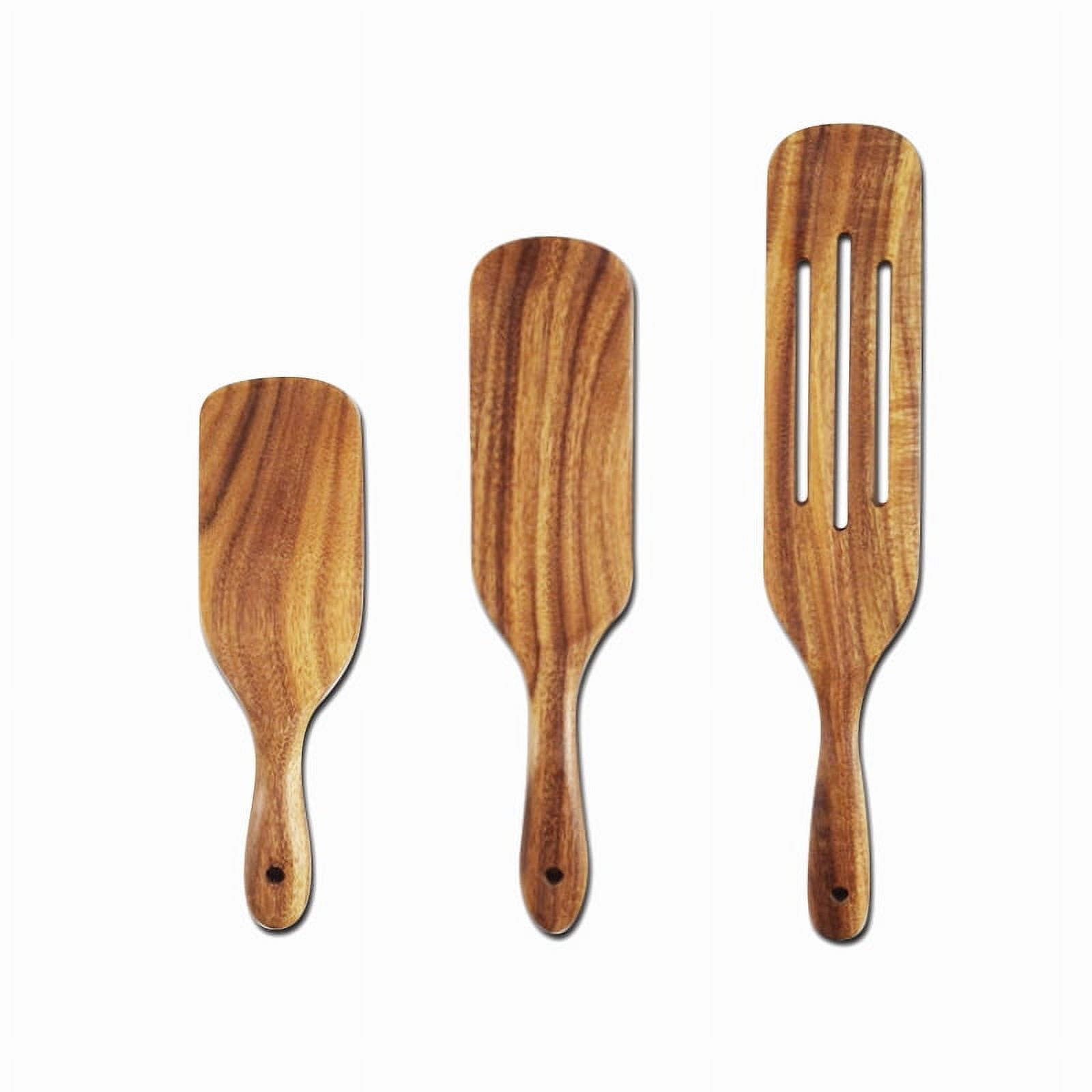 Dsseng 3 Pcs Wooden Kitchen Utensils Spoons Non Stick Spatula Cooking ...