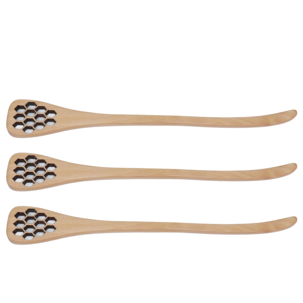 Dsseng 3Pcs Bionic Natural Wood Honey Dipper Mixing Spoon Sets with ...