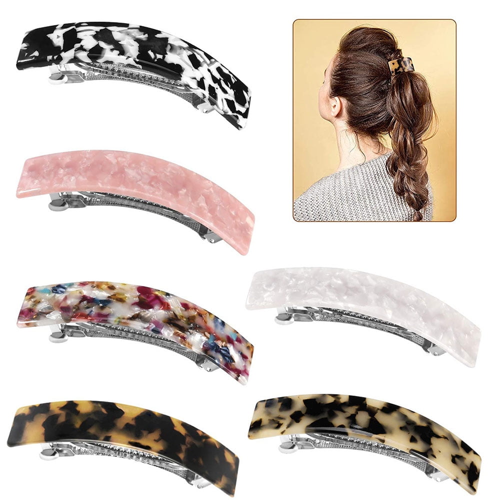 Dsseng 6 Pcs French Hair Barrettes Clip for Women Rectangle Ponytail ...
