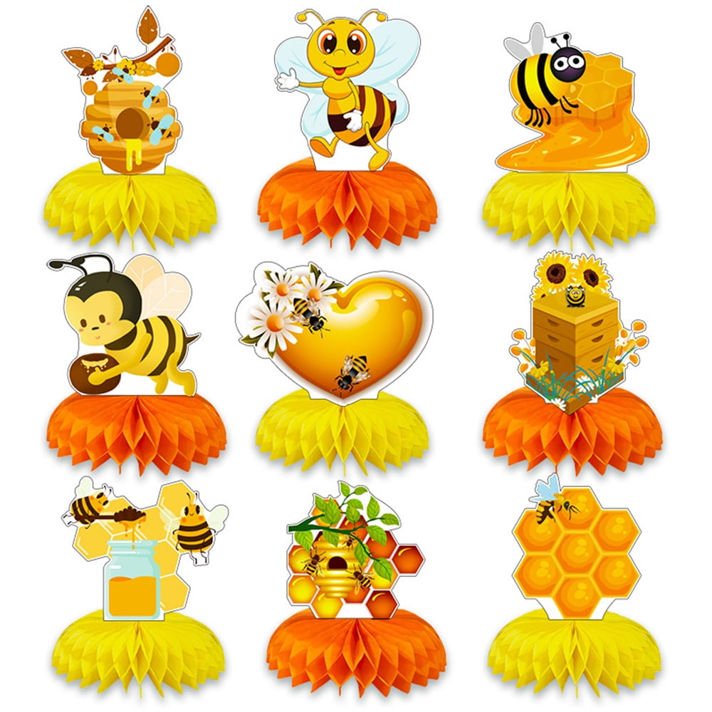 Dsseng 9 Pcs Honeybee Party decorations Beehive Paper Fan Bee Honeypot ...
