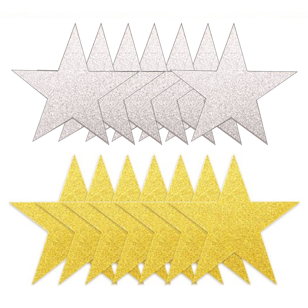 Dsseng 90 Pcs Glitter Star Cutouts, 6 inch Twinkle Star Glitter Paper ...