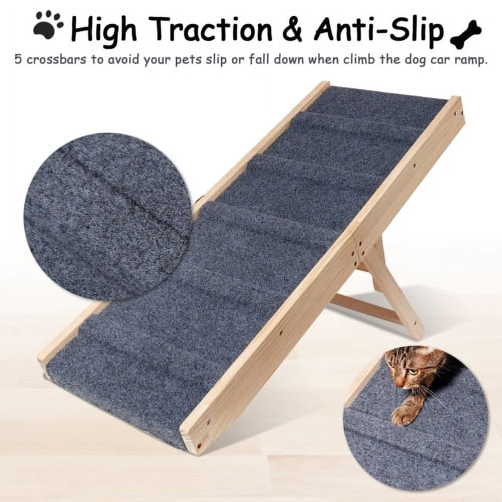 Dsseng Dog Ramp, Wide Wooden Folding Portable Pet Ramp, Non-Slip ...