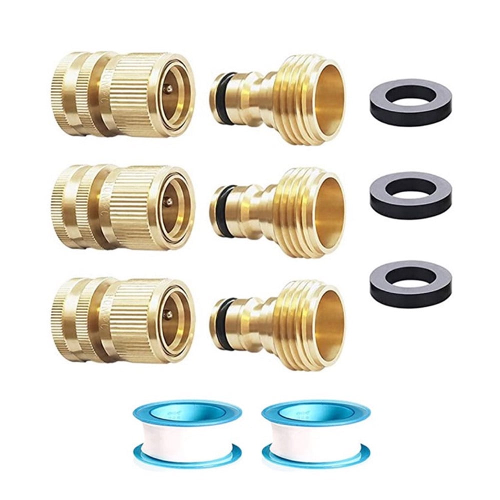 Dsseng Garden Hose Quick Connectors, Solid Brass 3/4 inch GHT Thread ...