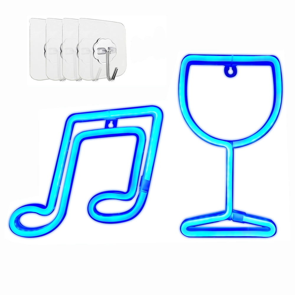 Dsseng Neon Sign Wine Glass Lights - LED Neon Light USB Battery Powered ...