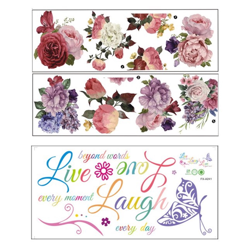 Dsseng Wall Stickers Floral Wall Decals for Bedroom,2Pcs Large Flower ...