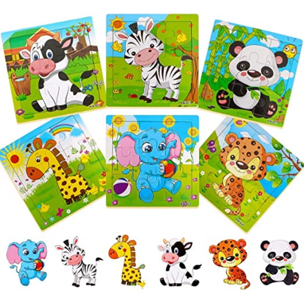 Dsseng Wooden Puzzles for Toddlers 2-5 Years Old(Set of 6), Preschool ...