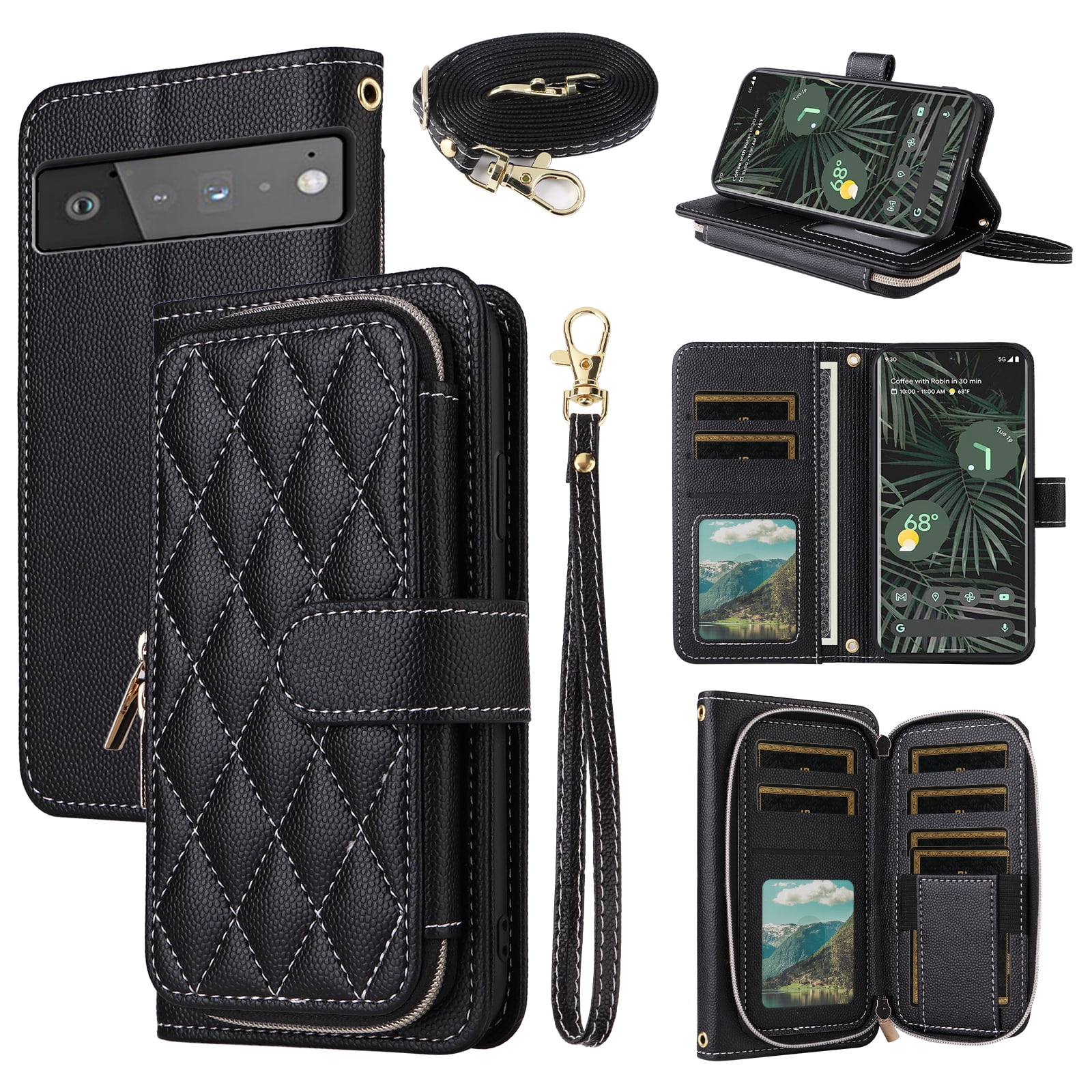 Dswteny Argyle Wallet Case for Google Pixel 6 Pro with Wrist Strap ...