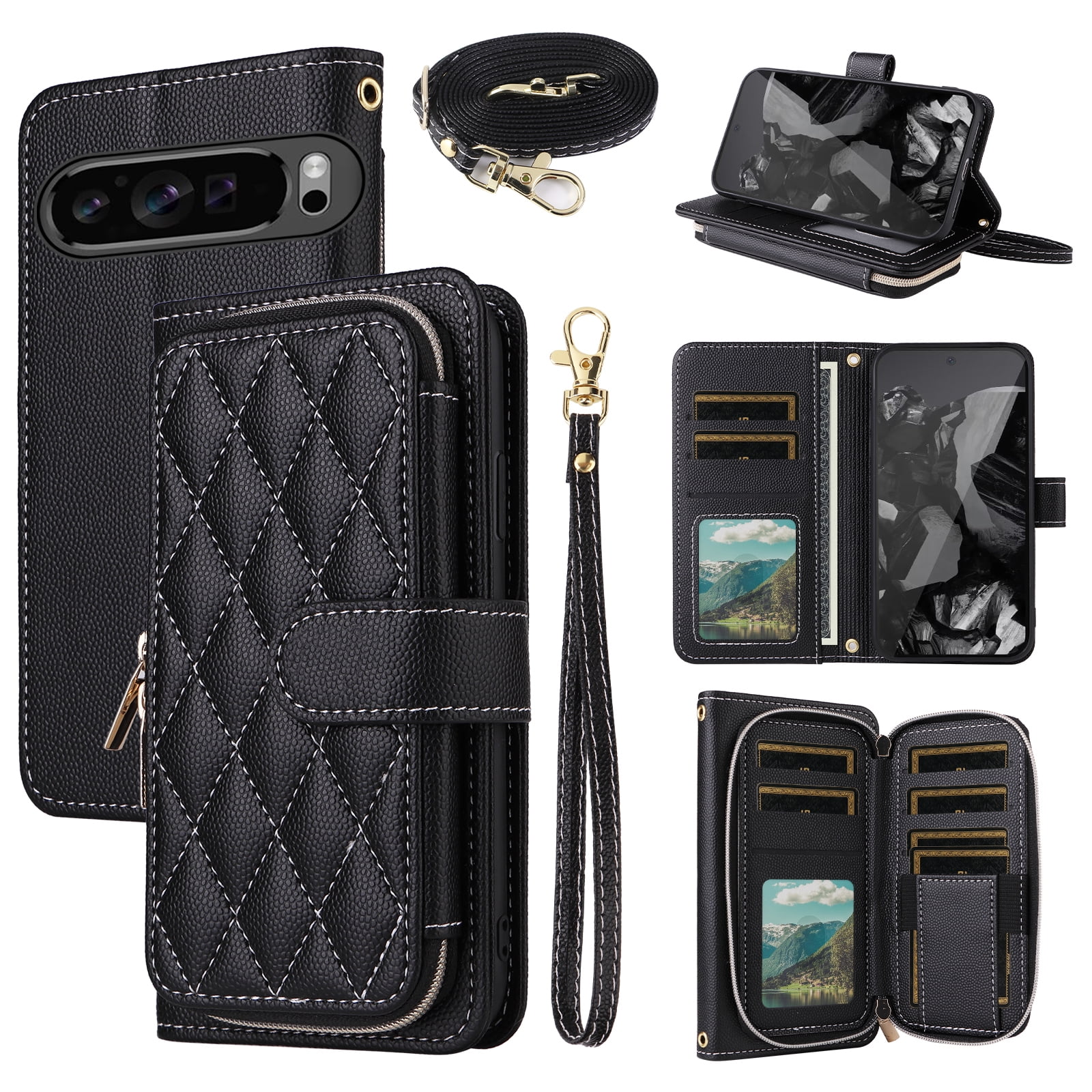 Dswteny Argyle Wallet Case for Google Pixel 9/9 Pro 5G with Wrist Strap ...