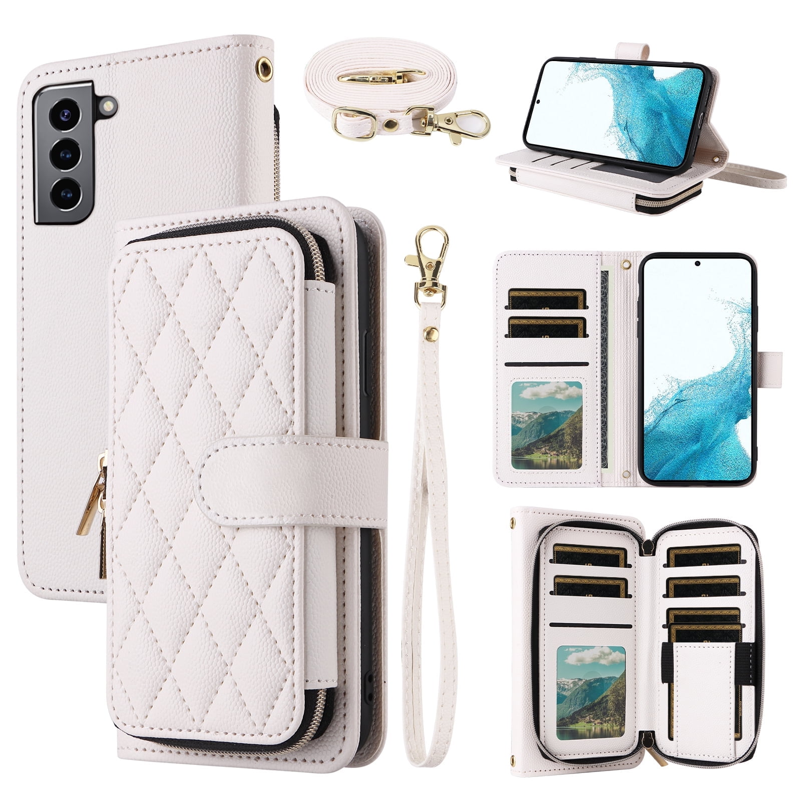 Dswteny Argyle Wallet Case for Samsung Galaxy S21 FE 5G with Wrist ...