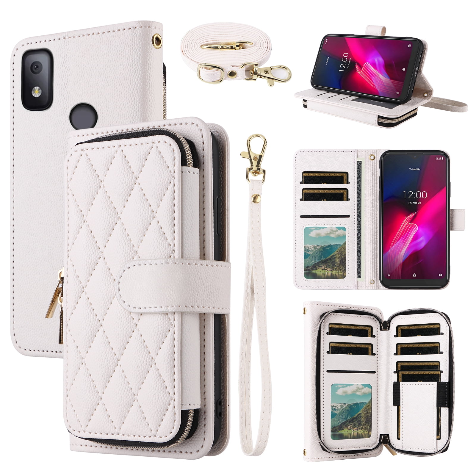 Dswteny Argyle Wallet Case for T-Mobile Revvl 4 with Wrist Strap ...